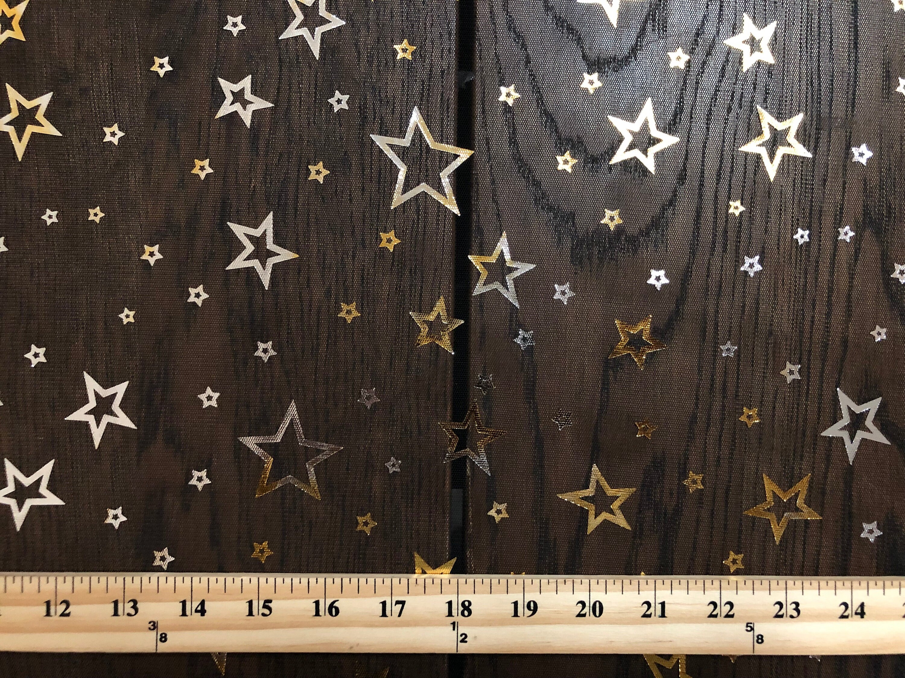 Gold Silver Metallic Stars on Mesh Print Fabric - Etsy