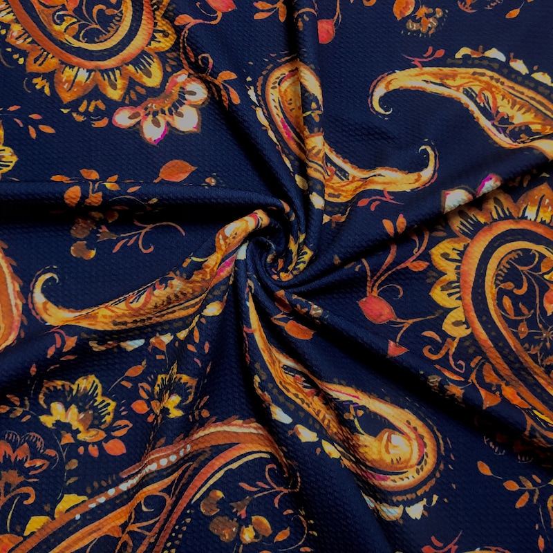Navy Blue Paisley Fabric - Etsy
