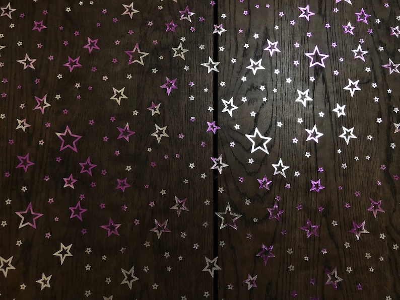 Purple Silver Metallic Stars on Mesh Print Fabric - Etsy