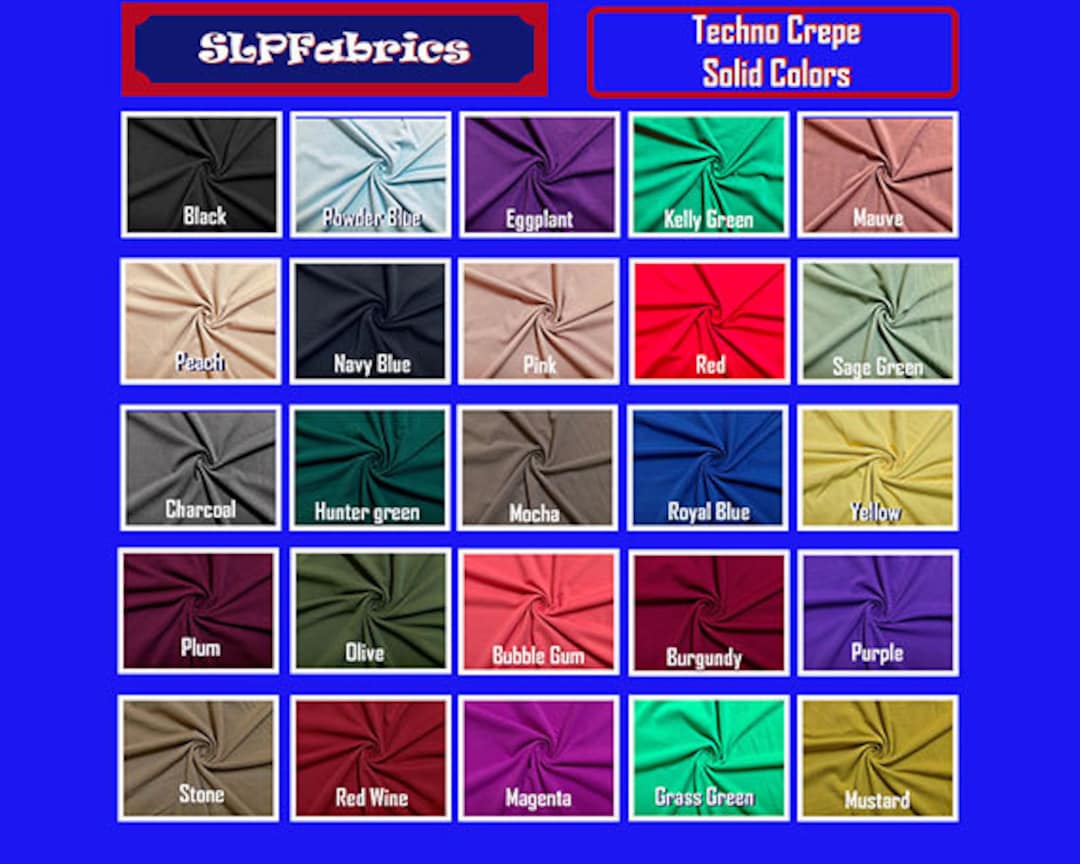 Techno Crepe Fabric| Solid Colors Collection| Sold by the Yard |double ...