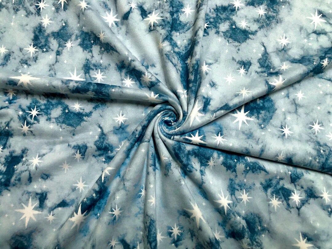 DTY Brushed Fabric-blue White Stars Tie Dye-dtybtd040-sold by the Yard ...