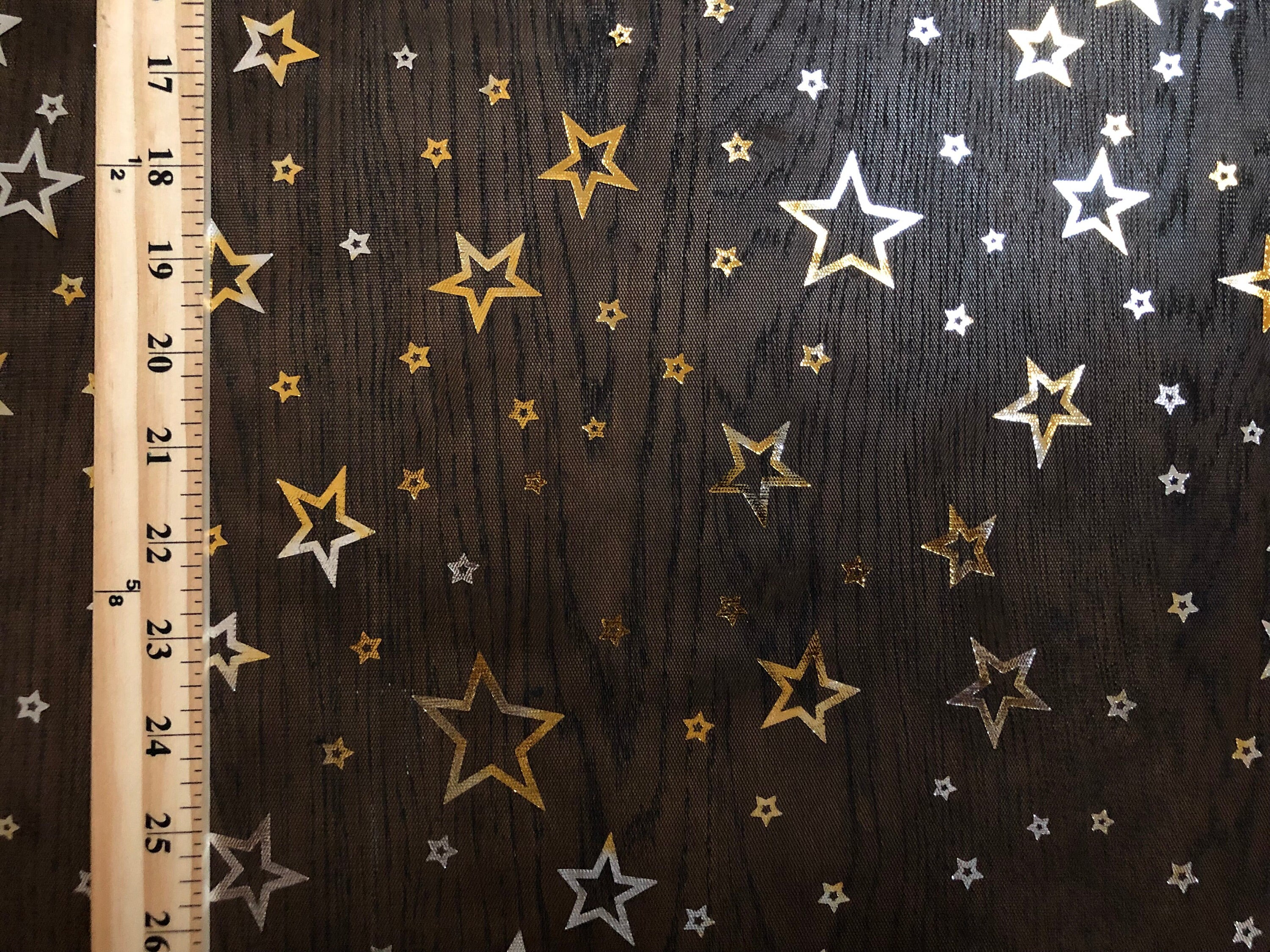 Gold Silver Metallic Stars on Mesh Print Fabric - Etsy
