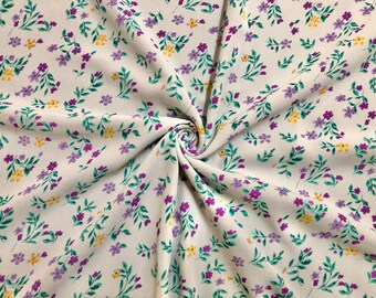 Marsala With Rose Gold Medium Flowers Printed on Wool Dobby Fabric by ...