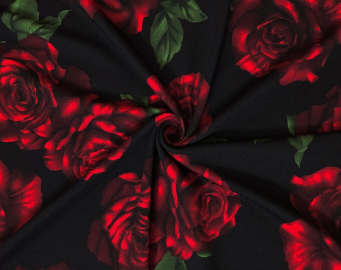 Black Red Maroon Roses Liverpool Print Fabric - Etsy