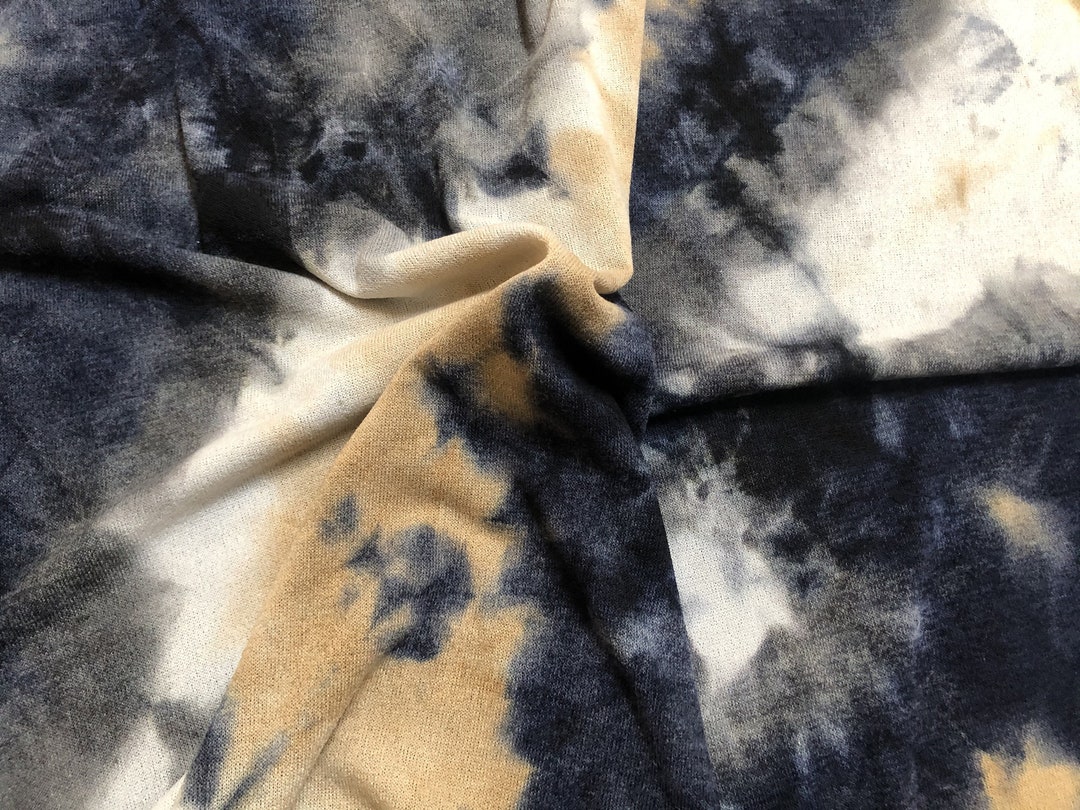 Hacci Sweater Knit Printed Fabric-navy Blue Sand Tie Dye-htdpr002-sold ...
