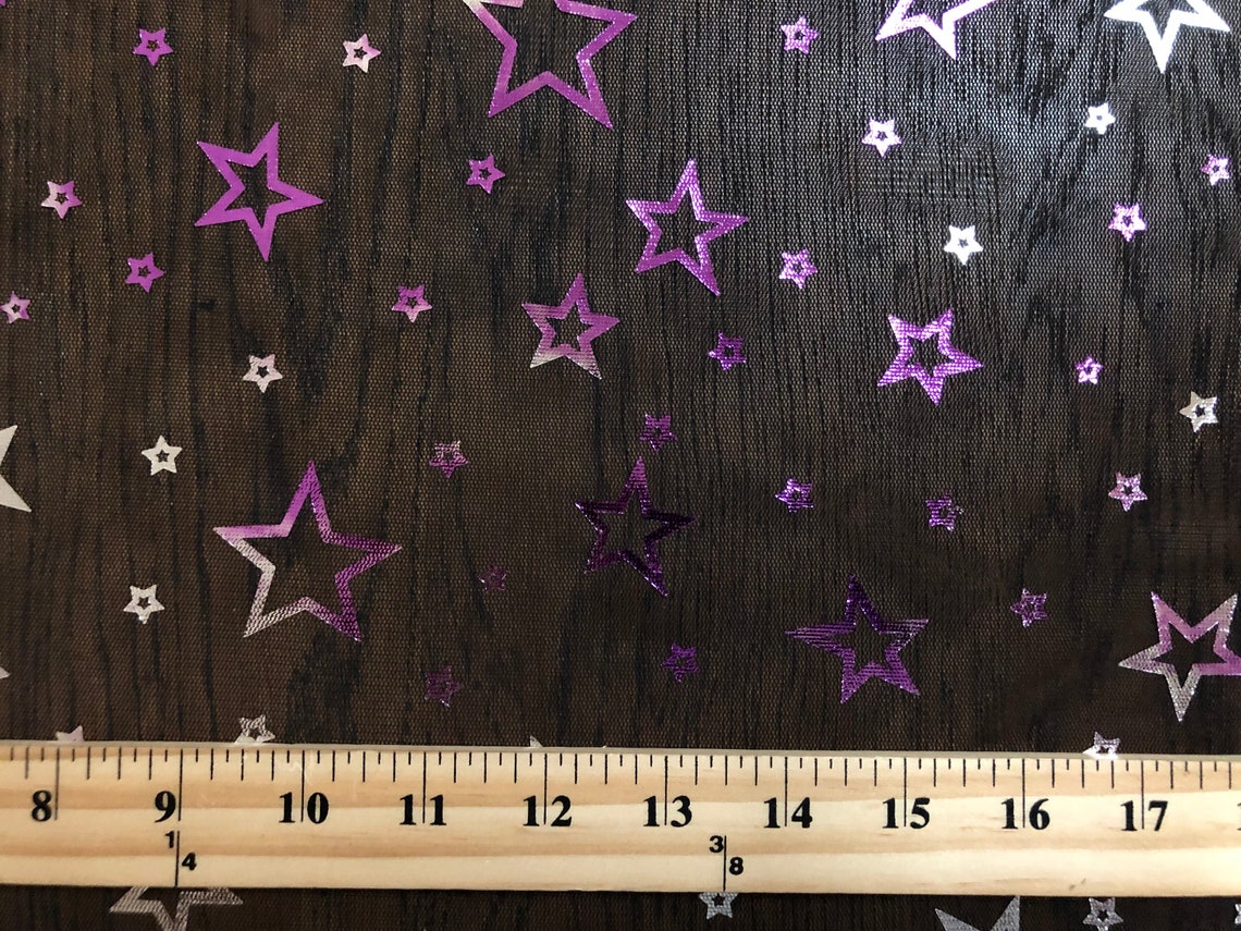 Purple Silver Metallic Stars on Mesh Print Fabric - Etsy