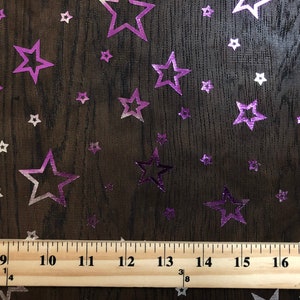 Purple Silver Metallic Stars on Mesh Print Fabric - Etsy