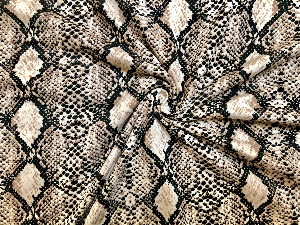 Taupe/black Diamond Snakeskin DTY Brushed Knit Fabric by the Yard - Etsy