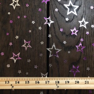 Purple Silver Metallic Stars on Mesh Print Fabric - Etsy
