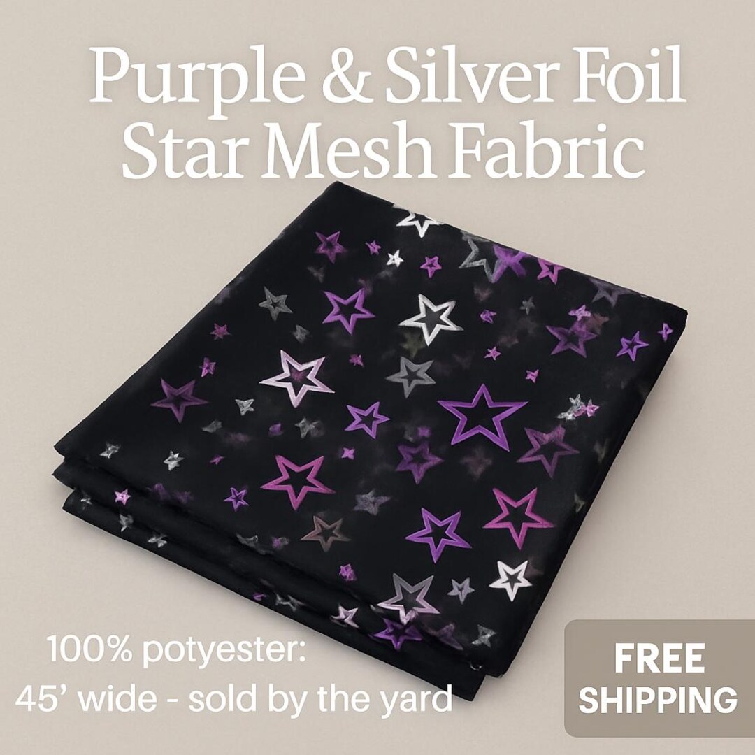Purple & Silver Star Mesh Fabric – Celestial Costume Tulle, 45" Wide - Etsy