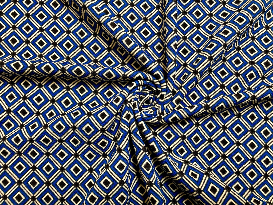 Royal Blue White Diamonds Matrix Liverpool Print Fabric - Etsy