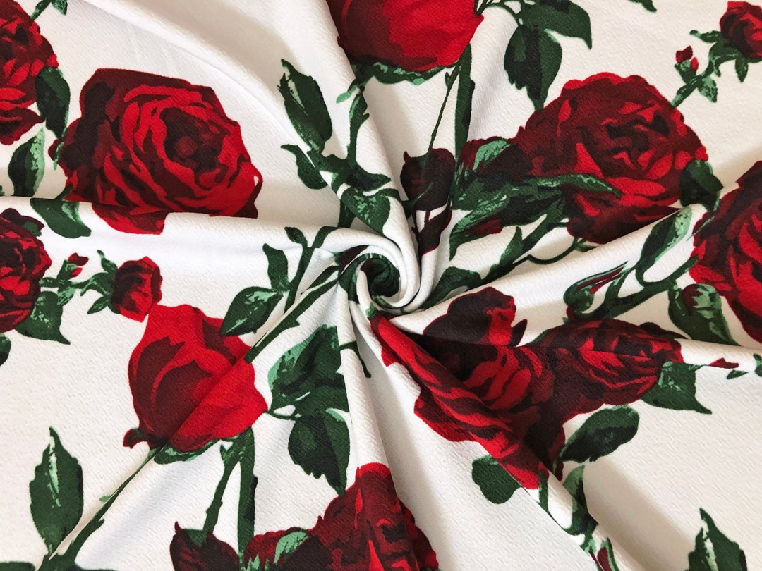 Ivory Red Maroon Shadowed Roses Liverpool Print Fabric - Etsy