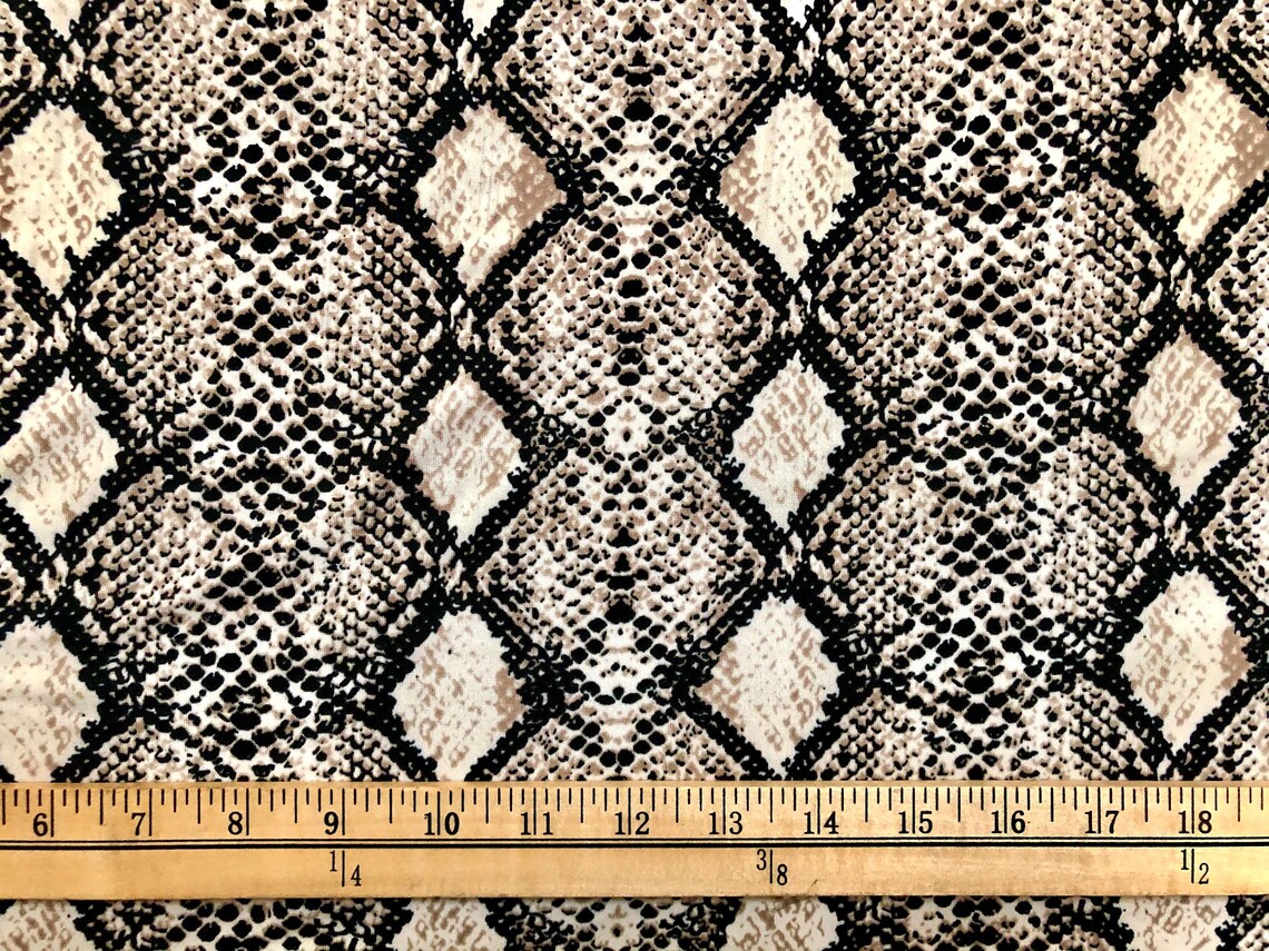 Taupe/black Diamond Snakeskin DTY Brushed Knit Fabric by the Yard - Etsy
