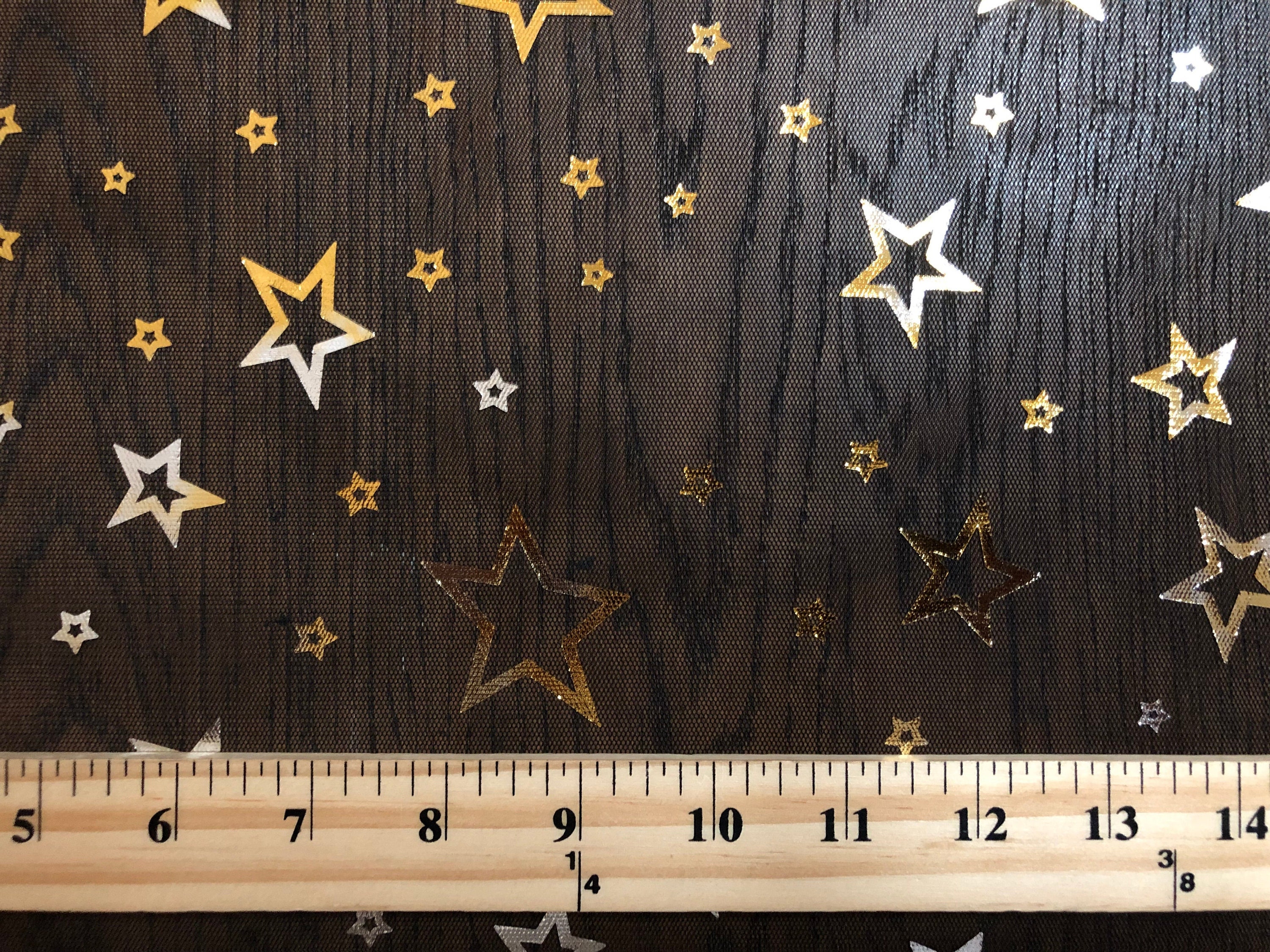 Gold Silver Metallic Stars on Mesh Print Fabric - Etsy