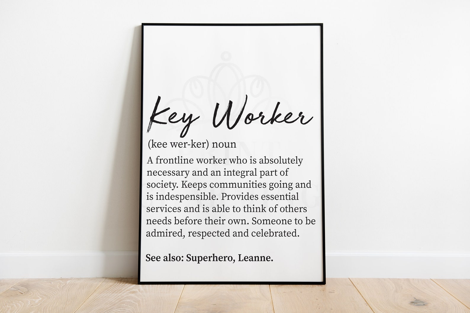 Key Worker Personalised Wall Art Print Key Worker Gift | Etsy UK