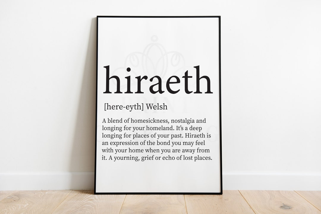 Hiraeth Definition Print, Welsh Posters, Welsh Culture - Etsy