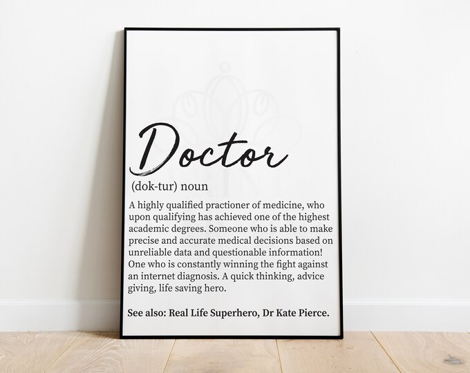 Doctor Definition Print, Doctor Gift, Healthcare Gift, Gifts for Drs ...