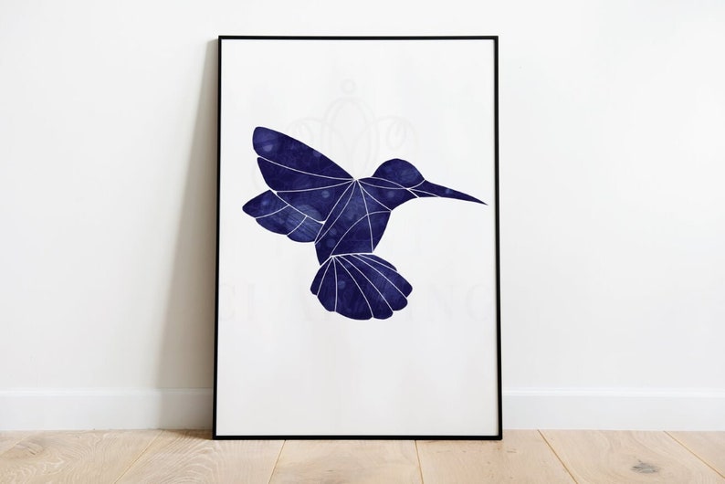 Geometric Hummingbird Wall Art Print, Hummingbird, Digital Art Print ...