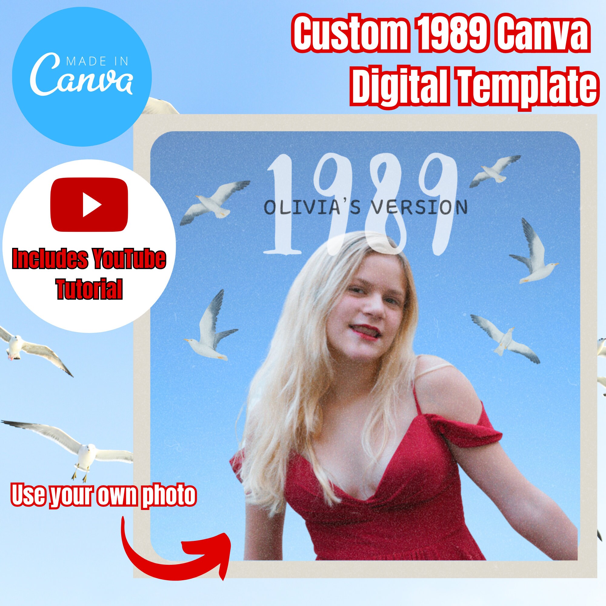 Custom 1989 Canva Template Graphic Digital Download Poster Digital ...