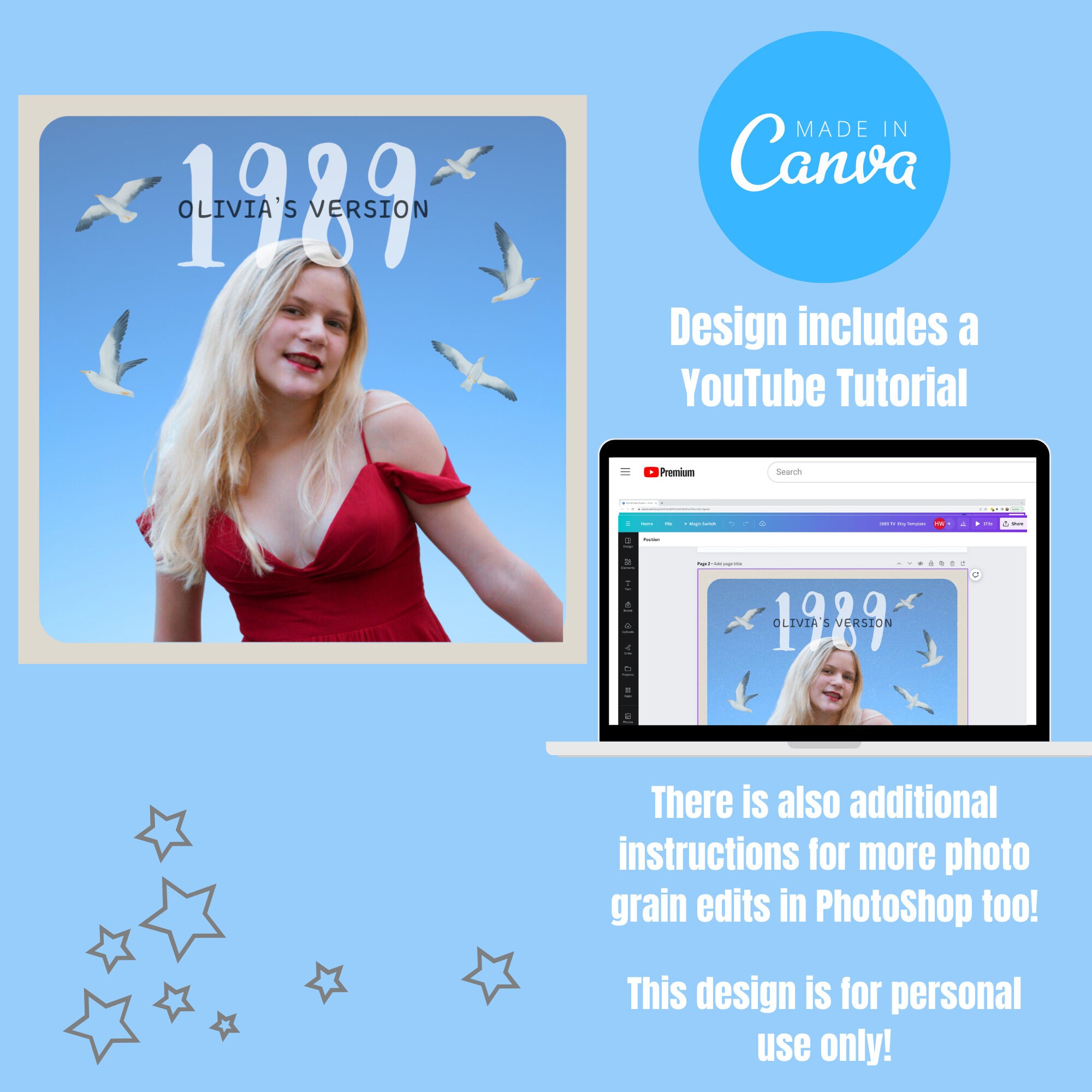 Custom 1989 Canva Template Graphic Digital Download Poster Digital ...