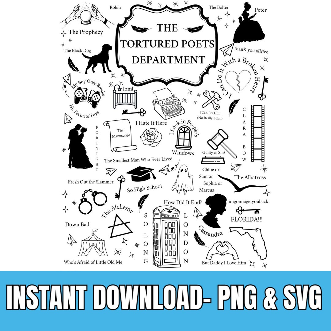 Tortured Poets Department Png, Tortured Poets SVG, TTPD Album, TTPD ...