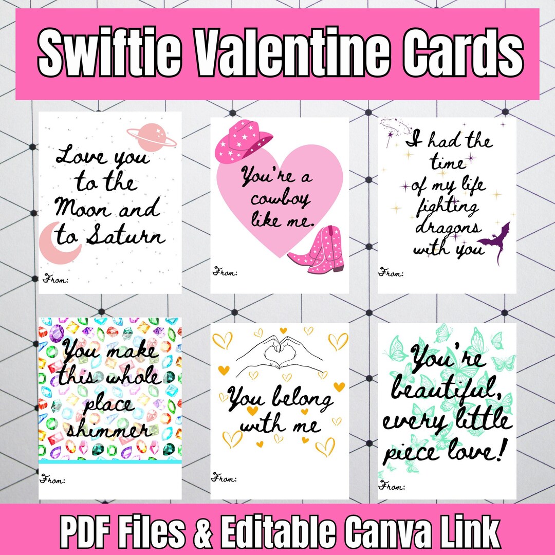Printable Swiftie Valentine's Day Cards, Classroom Valentines, Taylor ...