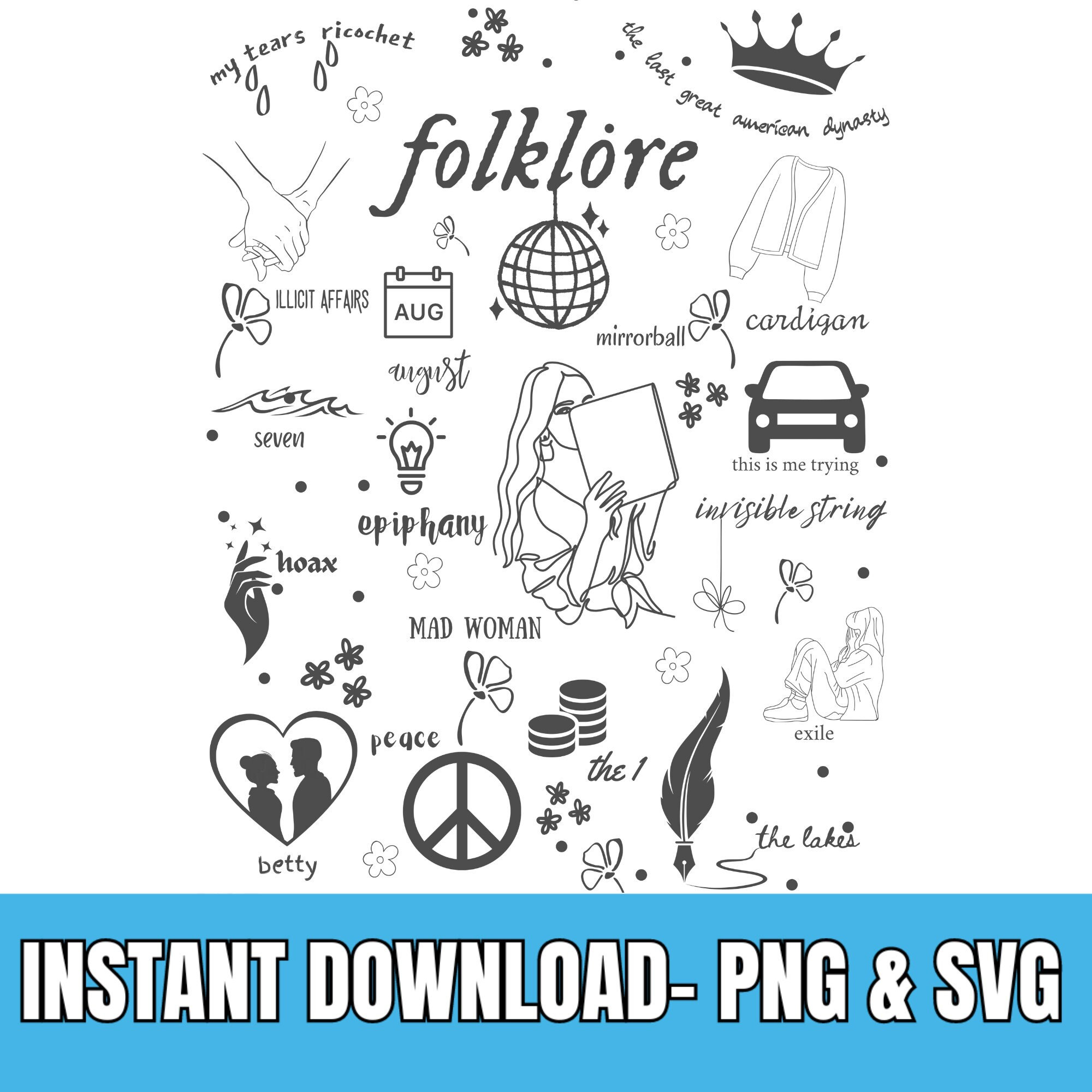 Folklore Png, Folklore SVG, Folklore Album, Folklore Songs, Print & Cut Files, Folklore Graphic ...