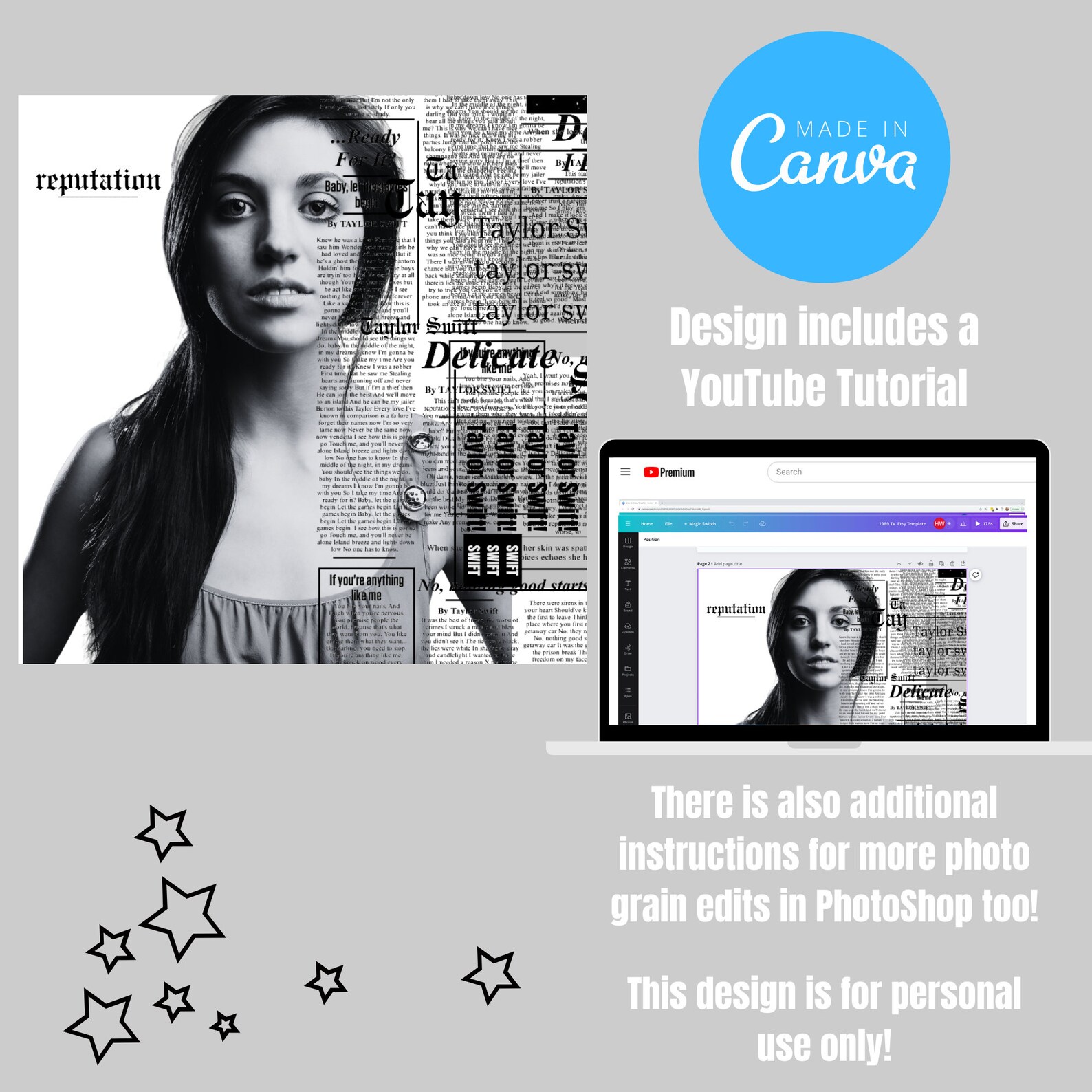 Custom Reputation Canva Template Graphic Digital Download Poster ...