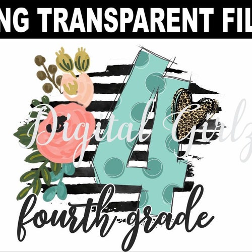Fourth Grade Clipart Back to School Transparent PNG File for - Etsy