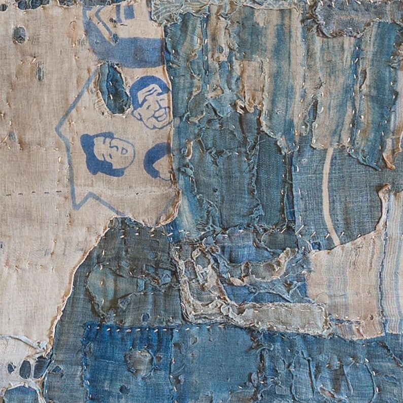 Antique Japanese Edo Meiji Indigo Boro Patchwork Distressed Cotton ...