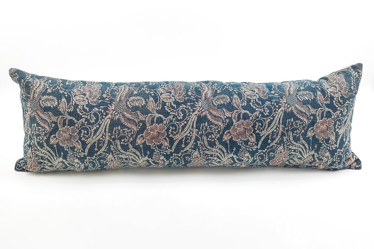Antique Japanese Boro Katazome Indigo Dyed Phoenix Floral Long Pillow ...
