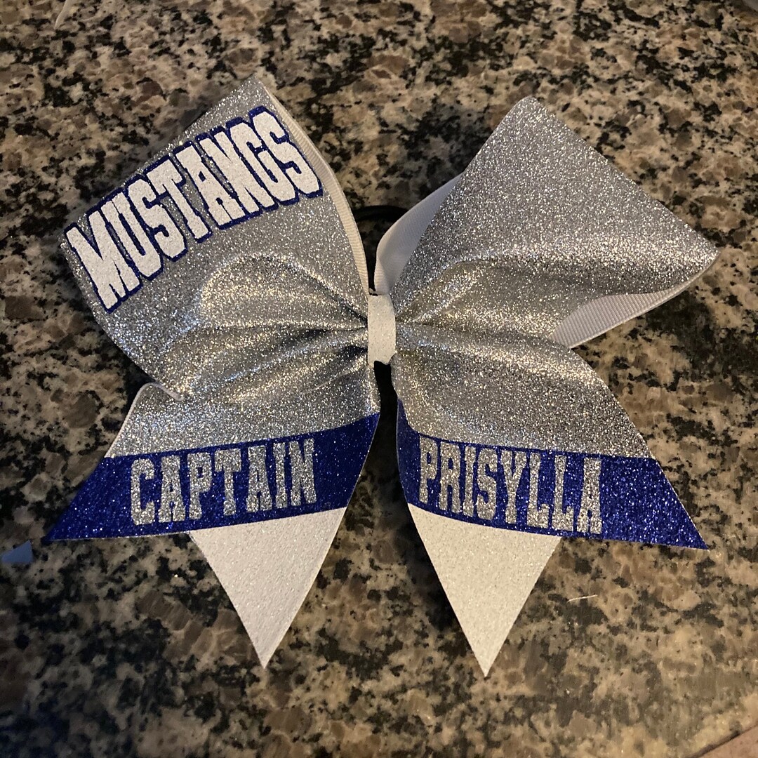 Custom Cheer Bow With Name on Stripe. Triangle Corner Bow and 1 Text ...