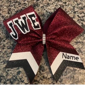Cheer Bow With Chevron Tails and Outlined Name/fully Customizable Cheer ...