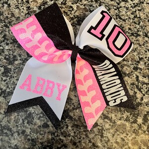 Softball Bow With Number and Player Name. Tournament Bows. Hot Pink ...