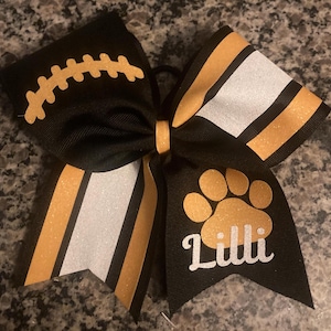 Football Cheer Bow With Laces and Pawprint. Burgundy, Maroon Cheer Bow ...