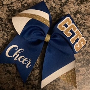 Royal Blue Cheer Bow With 2 Text. Custom Cheer Bows With Your Team ...