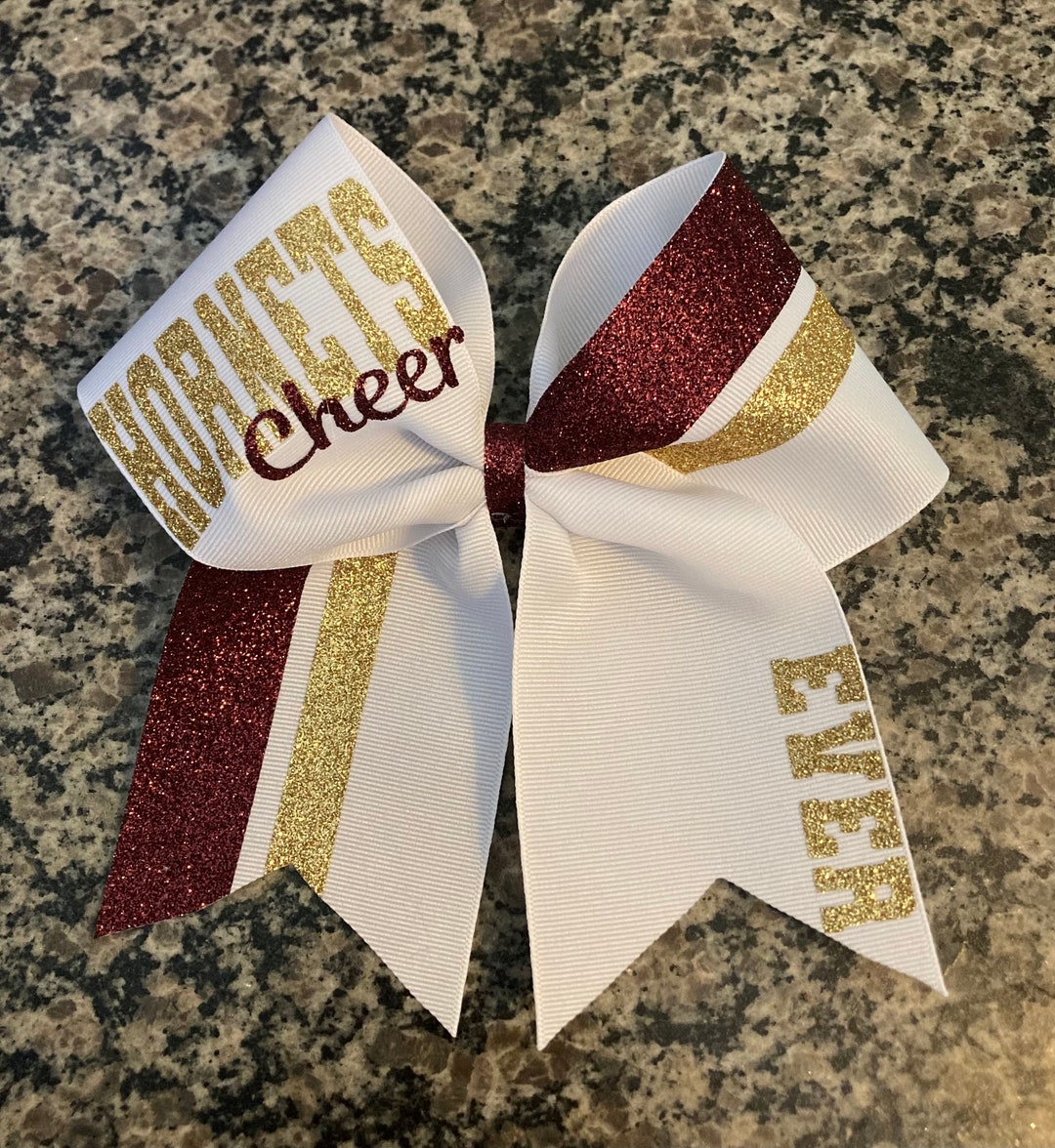 Gold Cheer Bow. Custom Cheer Bows. Great Sideline Cheer School Cheer ...