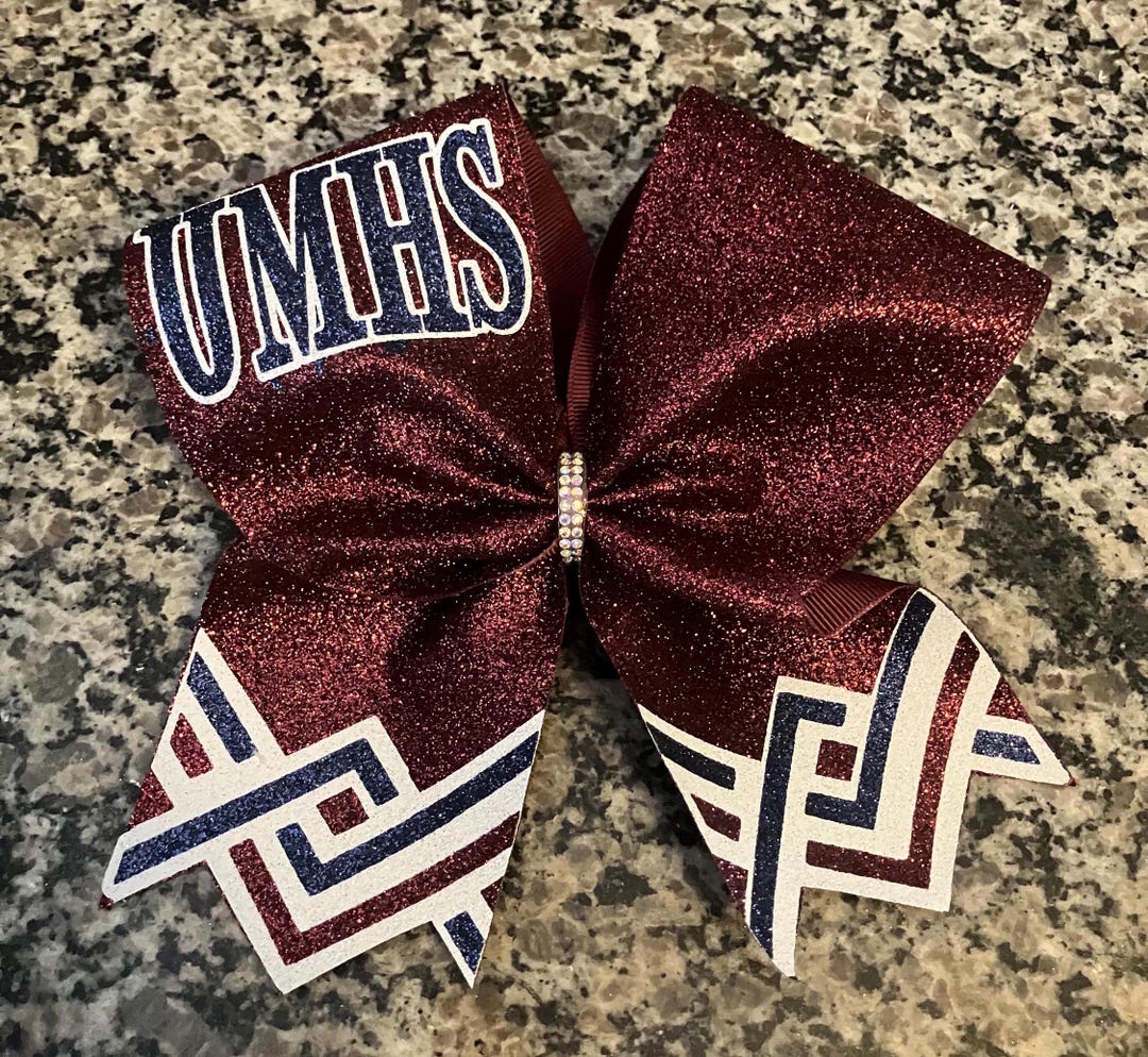 Maroon Glitter Cheer Bow - Beautiful Details and Rhinestone Center ...
