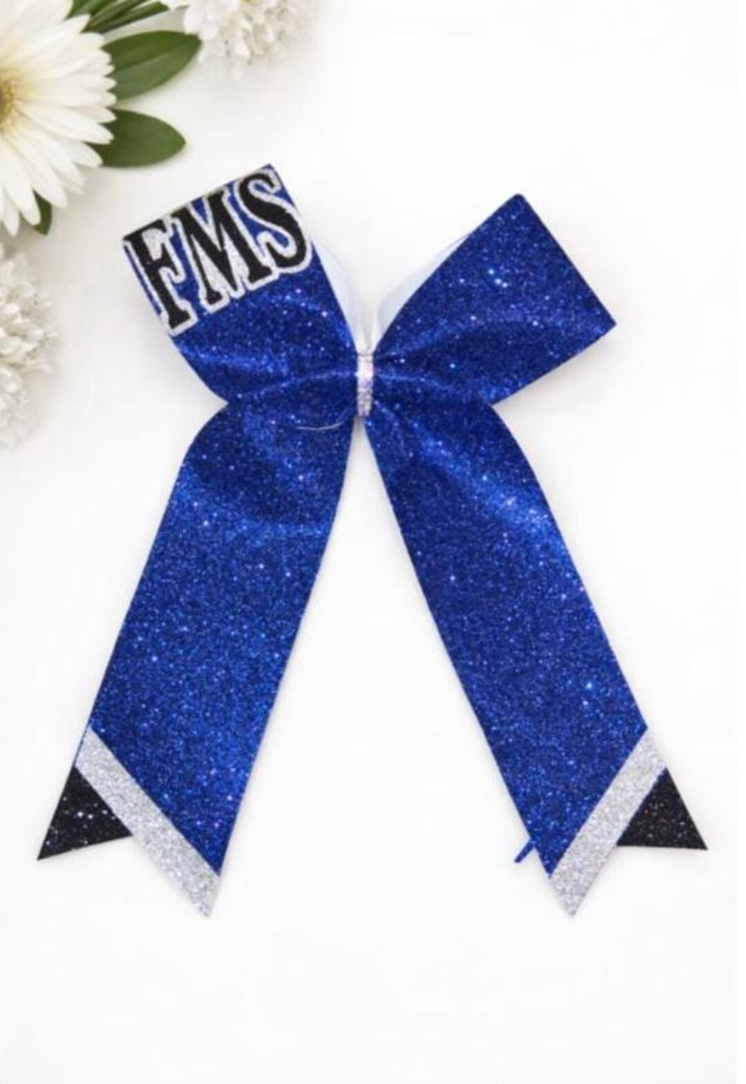 Collegiate Cheer Bow, Glitter Cheerleading Hair Bow, Long Tail Cheer ...
