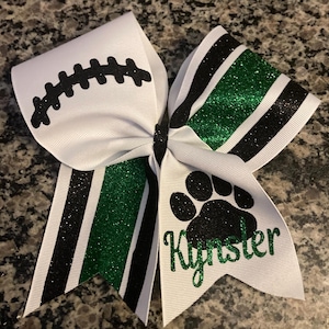 Football Cheer Bow With Laces and Pawprint. Burgundy, Maroon Cheer Bow ...