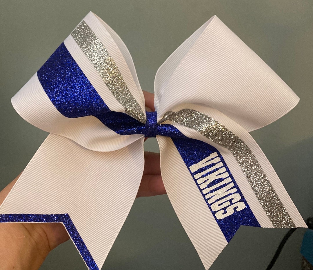 Custom Cheer Bow With Your Team Colors/ Spirit Cheer Bow With Stripes and 1 Text - Etsy