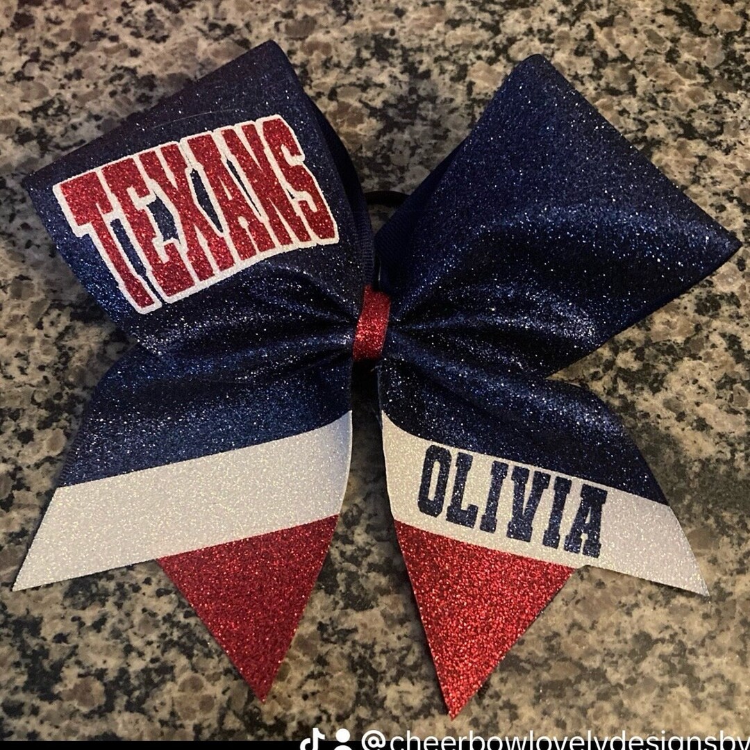 Navy and Red Cheer Bow in Full Glitter. Colored Triangles Inner Corner ...