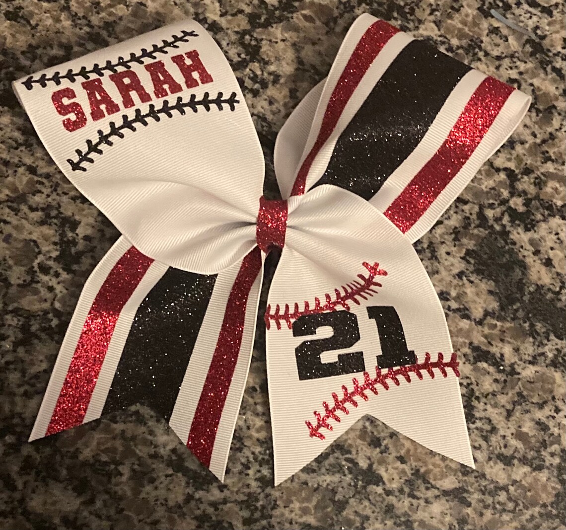 Softball Bow in Your Team Colors/ Softball Bow With Laces/ - Etsy