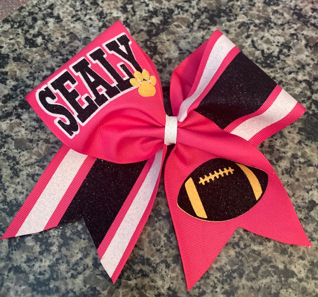 Football Cheer Bow With Stripes and Paw. You Customize Your Bow. - Etsy