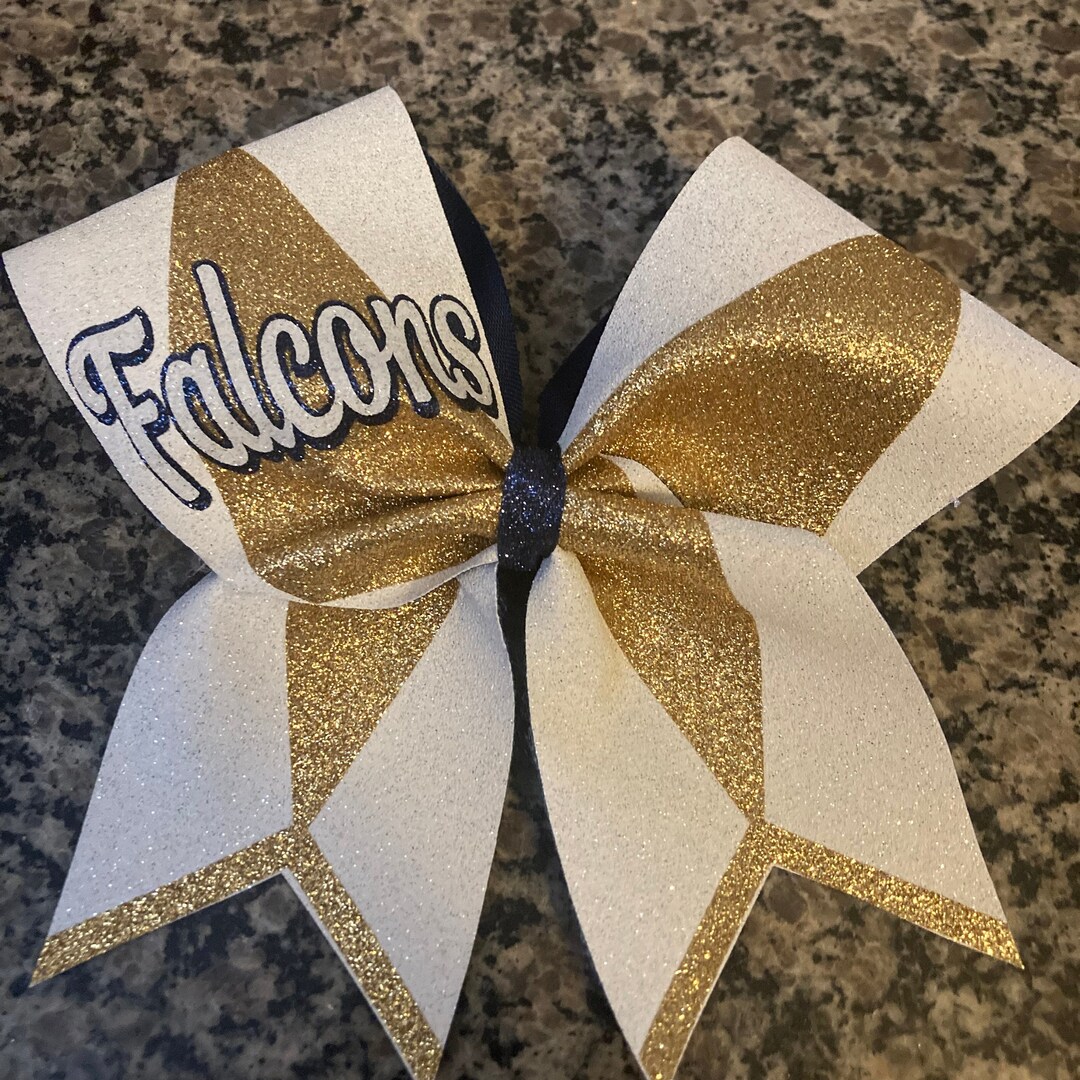 Cheer Bow, White and Gold Custom Cheer Bow, Custom Color Bow, Squad ...