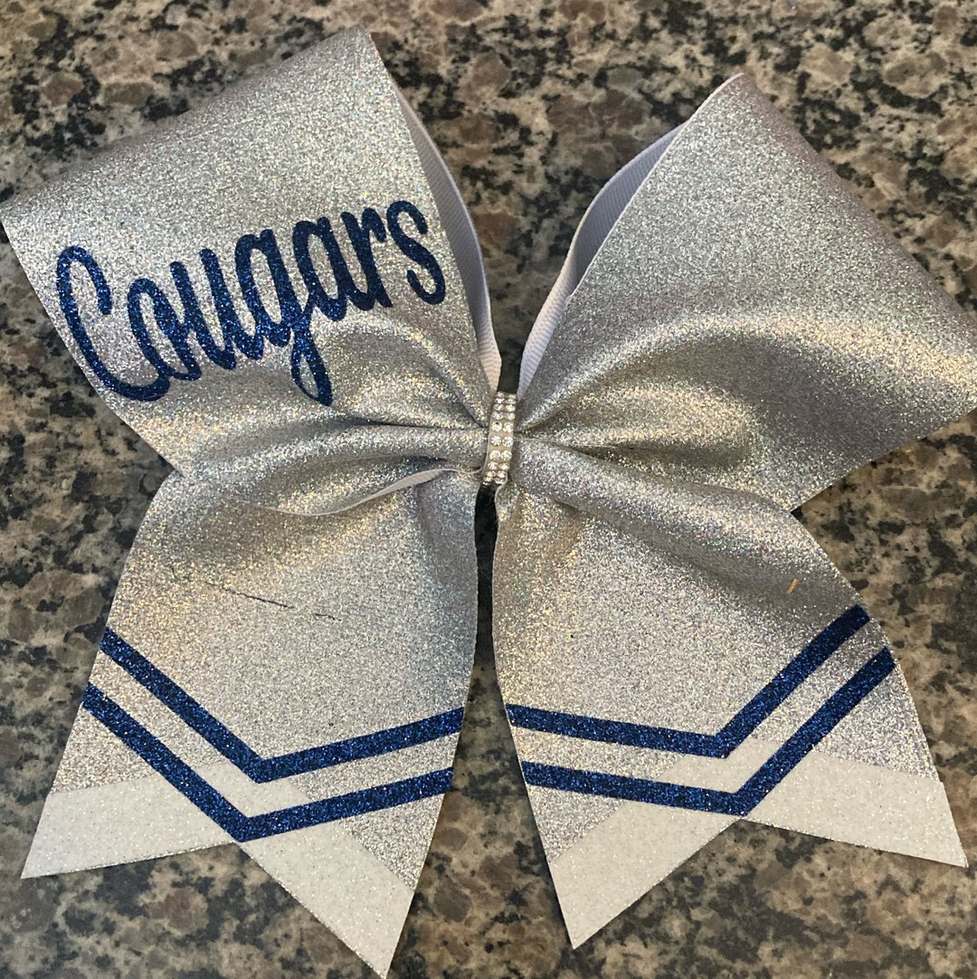 Cheer Bow With 1 Text Upper Loop and Chevron Tails. Custom Cheer Bows ...