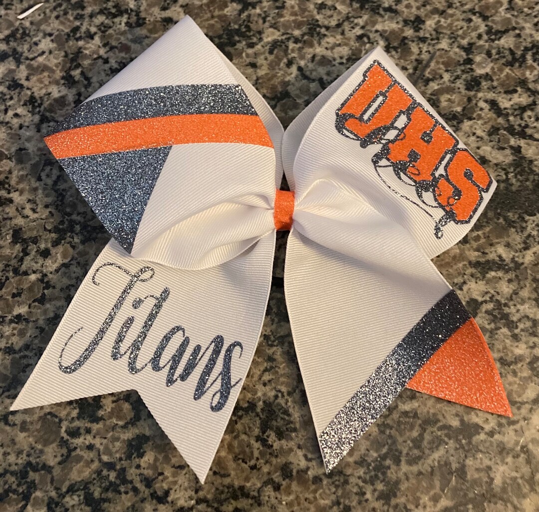 Cheer Bow With Colored Corners, Custom Team Bows, Orange Cheer Bow ...