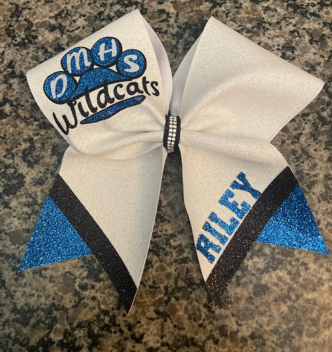 Glitter Cheer Bow With Paw Print. Wildcats Cheer Bow, Design a Bow for ...