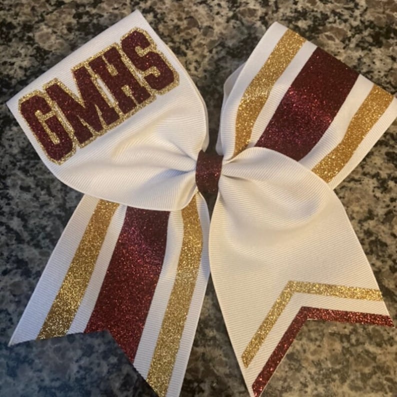 Cheer Bow With Chevron Tail and Stripes/ Great Gameday Cheer Bow, Rec ...