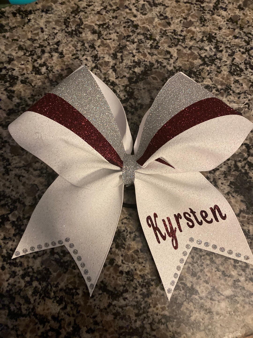 Cheer Bow Full Glitter, White Cheer Bow, Competition Cheer Bow, Rec ...